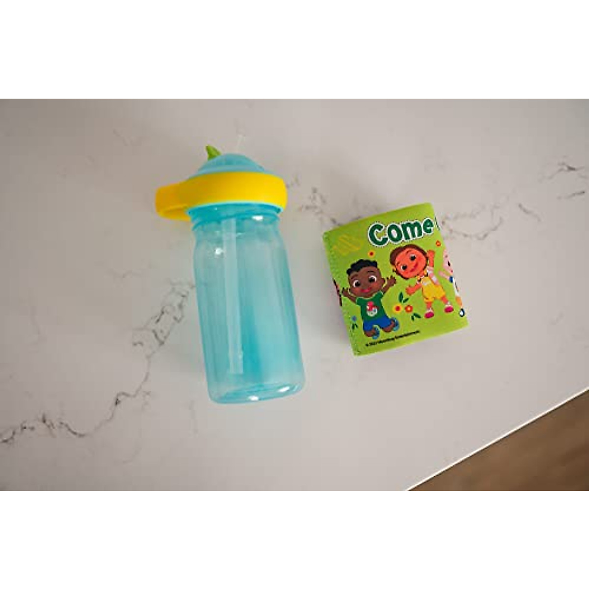 The First Years Chill & Sip Cocomelon Kids Water Bottle - Insulated Toddler Straw Cups with Flip Top and Protective DropGuard - 12 Oz - Ages 24 Months and Up