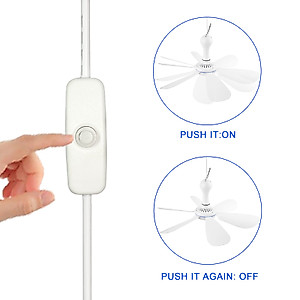 SCOOYEEES USB Powered Ceiling Fan Portable Canopy Fan with ON/OFF switch, 6 Blades Quiet Small DC USB Ceiling Fan Hanging Fan for Camping Cruise RV Tent Gazebo Bed Dormitory Home Room