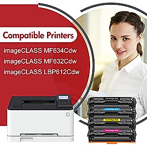 045 045H CRG-045 4-Color Toner Cartridge Set Replacement for Canon 045 045H Toner Cartridge for Canon Color imageCLASS MF634Cdw, MF632Cdw, LBP612Cdw Laser Printers ( 4-Pack)