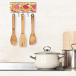 Cute Cartoon Lamb Pink Sheep Rack Organizer with 5 Hooks Wall Bathroom Kitchen Shelf Rack Multifunctional Storage Shelf