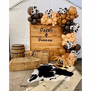 Cow Balloons Garland Arch Kit with Neutral Brown Blush Various Sizes Balloon for CowBoy CowGirl Themed Party Baby Shower Farm Birthday Party Decorations