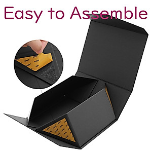 JINMING Gift Box 9x6.5x3.8 Inches, Gift Box with Lid, Black Gift Box, Groomsman Proposal Box for Christmas, Father's Day, Collapsible Gift Box with Magnetic Closure