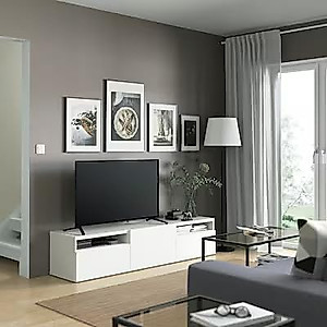 TV Unit with Drawers and Door,White/Laxviken White, 70 7/8x16 1/2x15 3/8 "