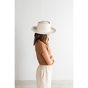 Gigi Pip Women's Upturned Brim Hat Tall Australian Wool Felt TY, Off White,S/M