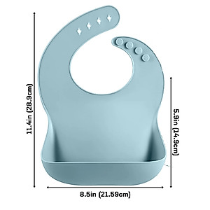 PandaEar Silicone Baby Feeding Set | 9PCS Baby Led Weaning Supplies Self Feeding Utensils | Divided Suction Plate Bowl Bibs Sippy Cup with Baby Snack Container Spoons Forks (Blue)