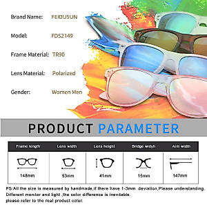 FEIDUSUN Sunglasses Men Polarized Sunglasses for Mens and Womens,Black Retro Sun Glasses Driving Fishing UV Protection