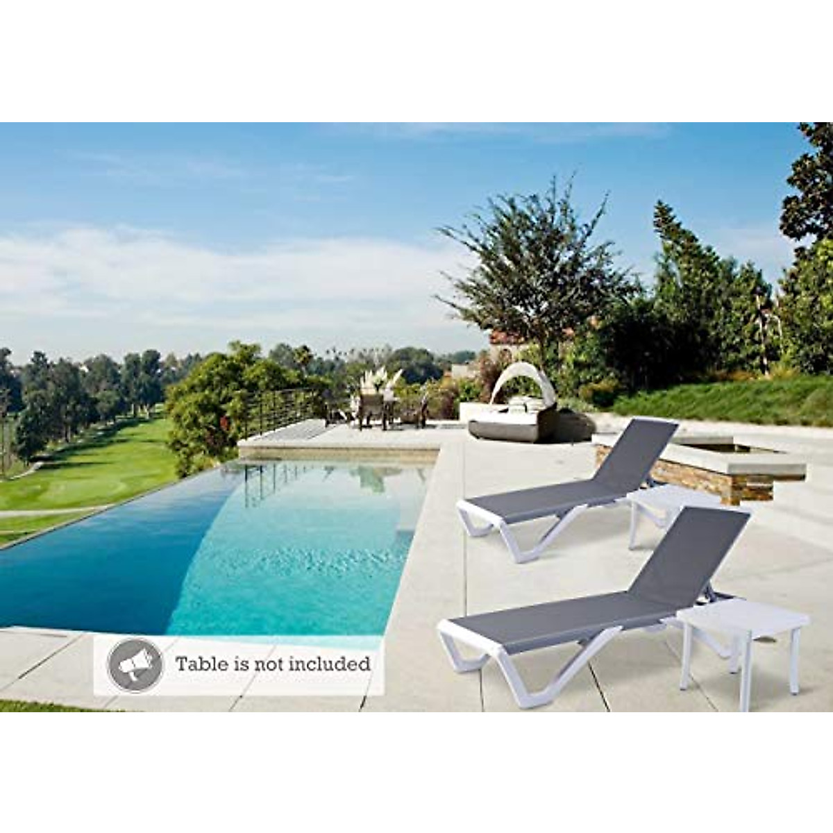 Kozyard Alan Full Flat Alumium and Polypropylene Resin Legs Patio Reclinging Adustable Chaise Lounge with Sunbathing Textilence, 5 Adjustable Position (Gray Textilene Without Table)