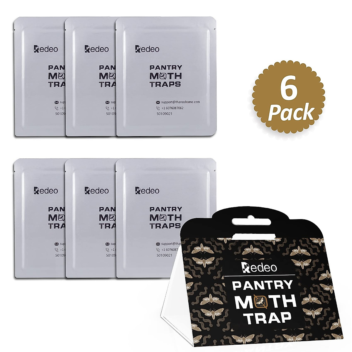 Redeo Pantry Moth Traps with Pheromones Safe and Non-Toxic Sticky Glue Trap for Food, Cupboard and Meal Moths in Your Kitchen Pantry Moth Killer with No Insecticides for House (6)