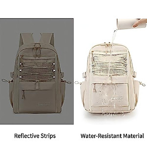 Verdancy Kawaii Backpack for Teens School College Students Travel Checkered Aesthetic Bookbag Schoolbag Casual Daypack (White, Large-Fit 15.6" Laptop)