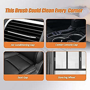 Ajxn 1 Pack Double Head Brush for Car Clean, Soft Multi-Functional Car Interior Detailing Brush, Double Ended Portable Dust Brush, Applicable for House, Car Air Vents Crevice, Office (Black)