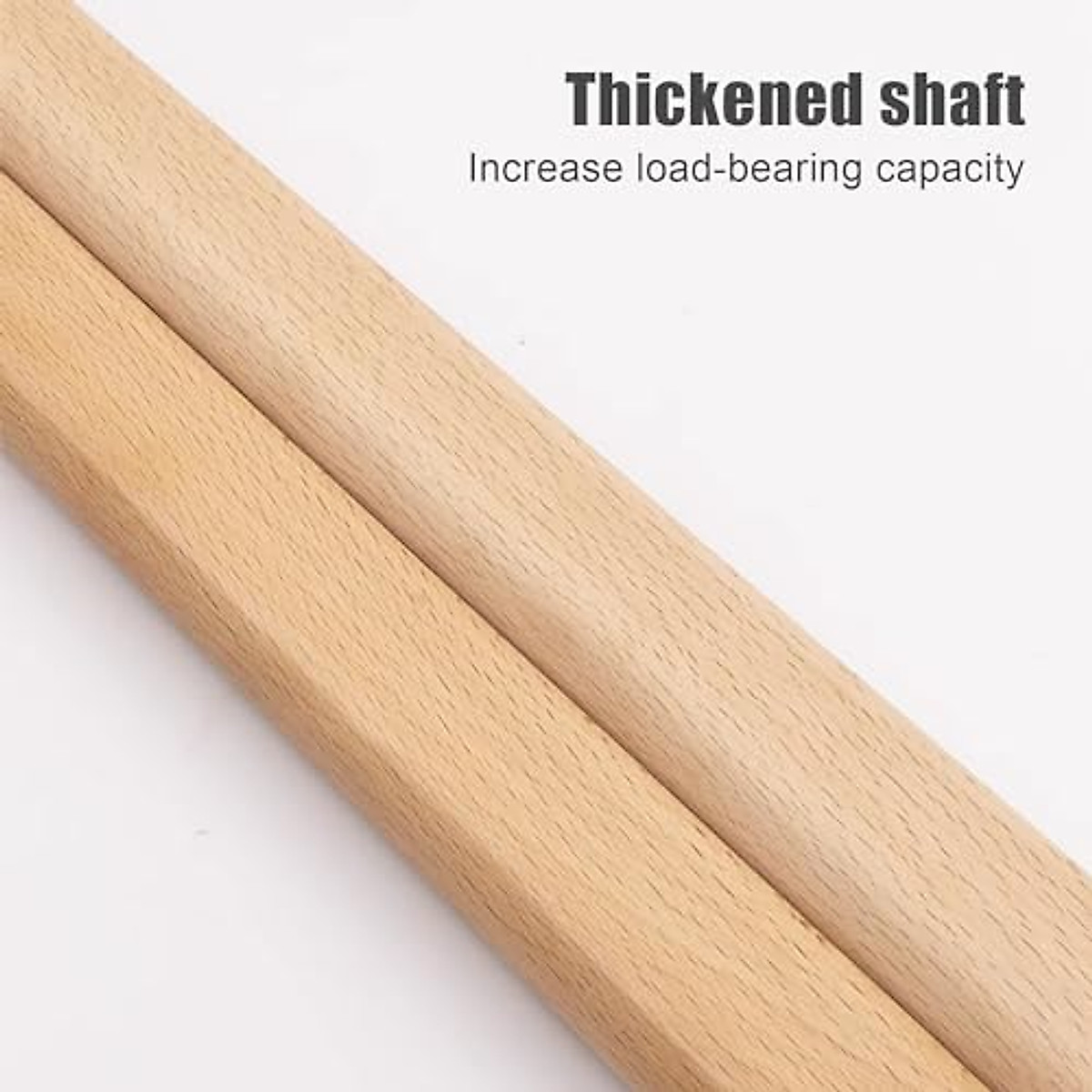 2 Sets Wooden Wall Mounted Closet Rod with base,Oval Saving Space Hanging Rod, Closet Pole for Wardrobe Hallway Bathroom Curtain Clothing Store(60cm(23.6in), Natural)