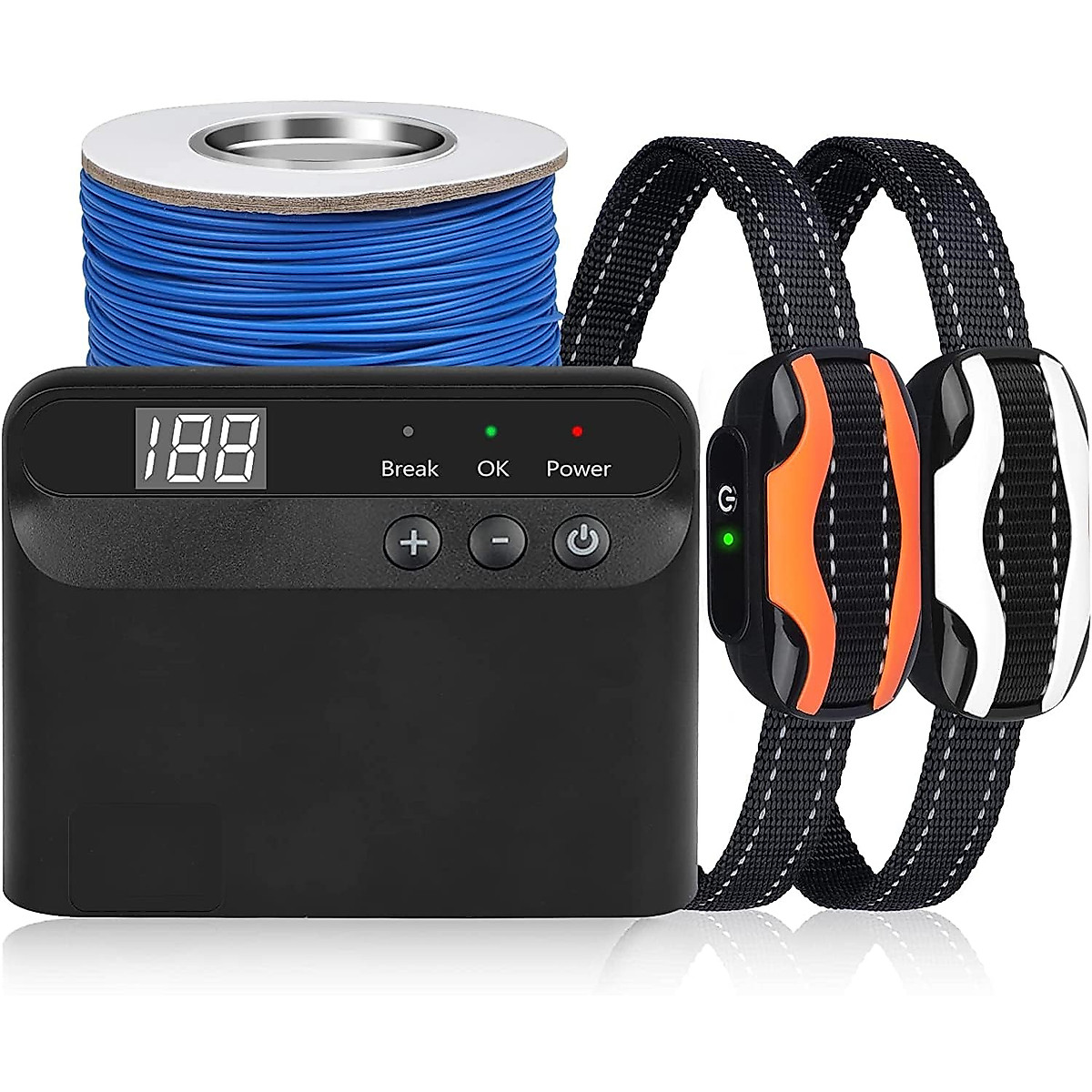 PcEoTllar Electric Fence for Dogs, Rechargeable Underground Dog Fence System Pet Containment System Waterproof Collar Receivers with 656Ft Underground Boundary Wire for Small Medium Large Dogs or Cats