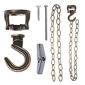 Rddconkit 2-Pack Swivel Swag Hook Metal Chain Extension, Heavy Duty Swivel Ceiling Hook for Hanging Plants / Chandeliers / Baskets / Indoor & Outdoor Use (Bronze)