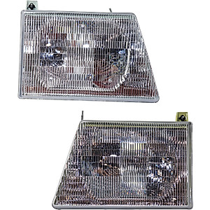 Evan Fischer Headlight Set Compatible with 1992-1996 Ford E-350 Econoline Club Wagon 1996 Super Duty Left Driver and Right Passenger Side Halogen With bulb(s)