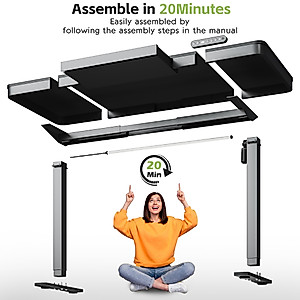 Shahoo Electric Standing Desk with Drawer, 55 x 24 inches with USB Charging Ports, Height Adjustable for Home & Office, Black
