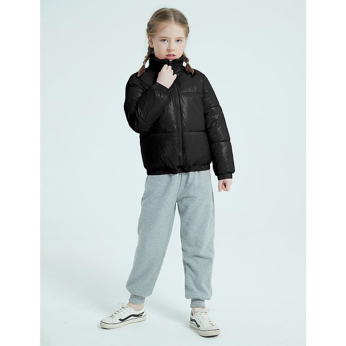 AMEBELLE Toddler Baby Girl Boy Unisex Warm Stand Collar Lightweight Zip Up Down Jacket Coats(1672-Black-6/7Y)