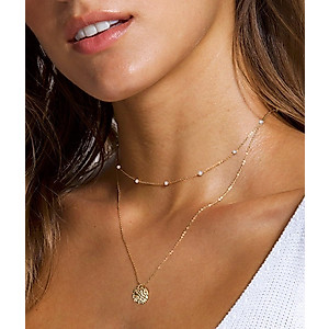 FUNEIA Dainty Pearl Necklace for Women Girls 14K Gold Plated Faux Pearl Choker Necklaces Trendy White Silver Small Pearl Necklace Strand Wedding Prom Bridal Pearls Jewelry 14/16/18/20 Inches