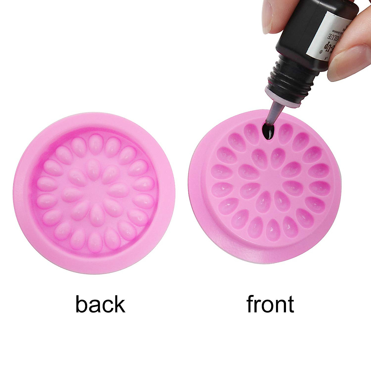 Honbay 100PCS Disposable Plastic False Eyelashes Glue Holder Eyelash Extension Glue Pallet Pads for Nail Art or Tattoo Ink (pink)