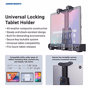 ARKON Mounts - Forklift Tablet Mount with Front Guard Mount | Tablet Mount for Forklift | Locking Holder with Keys & Security Hardware | Compatible with Ipad, Samsung, and More
