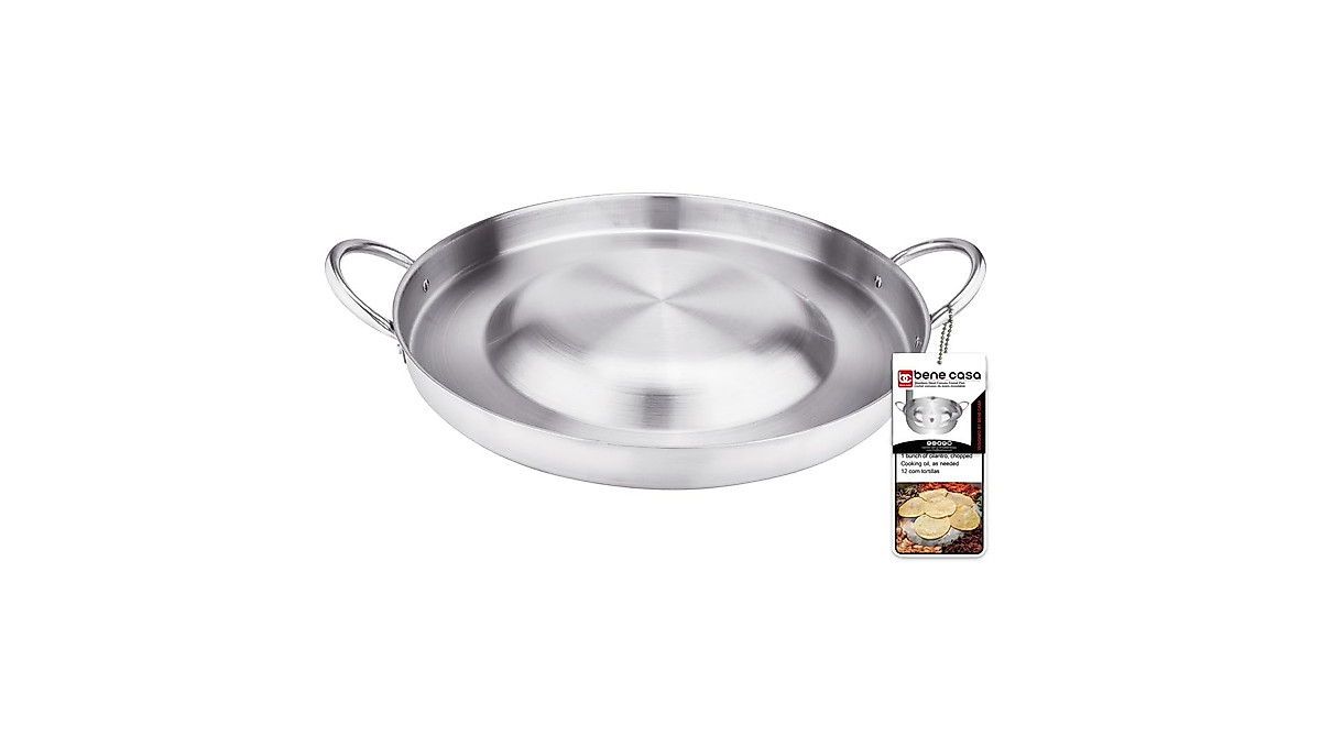 Bene Casa Stainless-Steel 22.4-inch Comal Pan, Belly Up, Rust Free ...