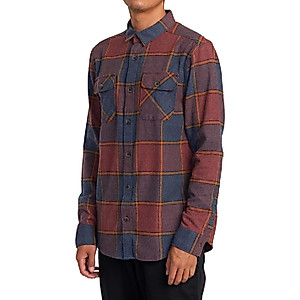 RVCA Mens Long Sleeve Woven Button Front Flannel Shirt - Thatll Work (New Moody, Medium)
