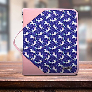 Vaultz Locking Zipper Binder, 2.28" x 11.22" x 14", Unicorn Pattern (VZ06022)