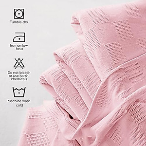 Utopia Bedding Dusky Pink 100% Cotton Blanket [Queen Size - 90x90 Inch] 350GSM Lightweight, Soft and Breathable Thermal Blanket for All Seasons