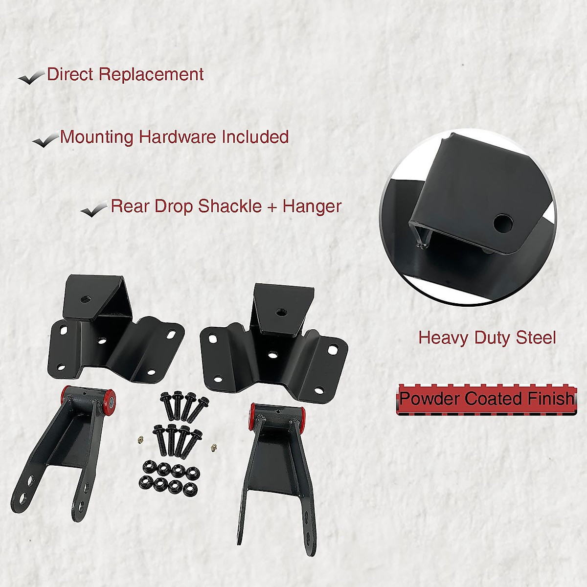 BST BSSP 4" Drop Kit Leveling Lowering Shackles Hangers Kits Compatible with 1973-1996 F-ord F-150 F100 Rear Drop Hangers & Shackles Drop Kit Lowering