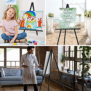 Art Easel Wooden Stand - 63" Tripod Display Artist Wood Easel - Adjustable Floor Stand for Wedding Welcome Sign, Painting, Drawing Board, Display Show - Black