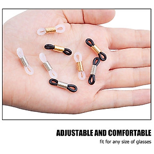 Aylifu Eyeglasses Chain Connector, 40 Pieces Adjustable Eyeglasses Chain Ends Rubber Strap Holder Chain Loops for Eyeglass Sunglasses Chain, 4 Colors