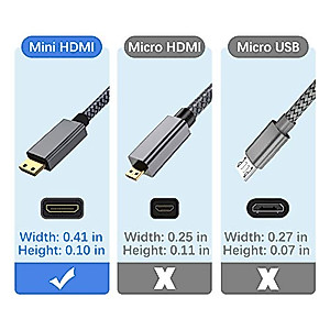 Elebase Mini HDMI to HDMI Cable 10 FT,4K 60Hz Mini HDMI Cord Compatible for DSLR Camera,Camcorder,Graphics Video Card,Laptop,Pico Projector,Raspberry Pi Zero W,Neogeo