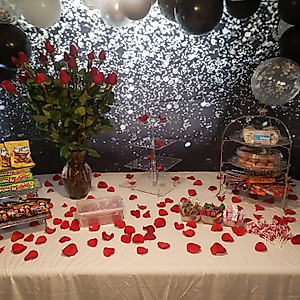 Mocsicka Black and Silver Backdrop Silver Glitter Bokeh Spots Wedding Decoration Photography Background 7x5ft Birthday Dance Party Baby Shower Photo Booth Backdrops