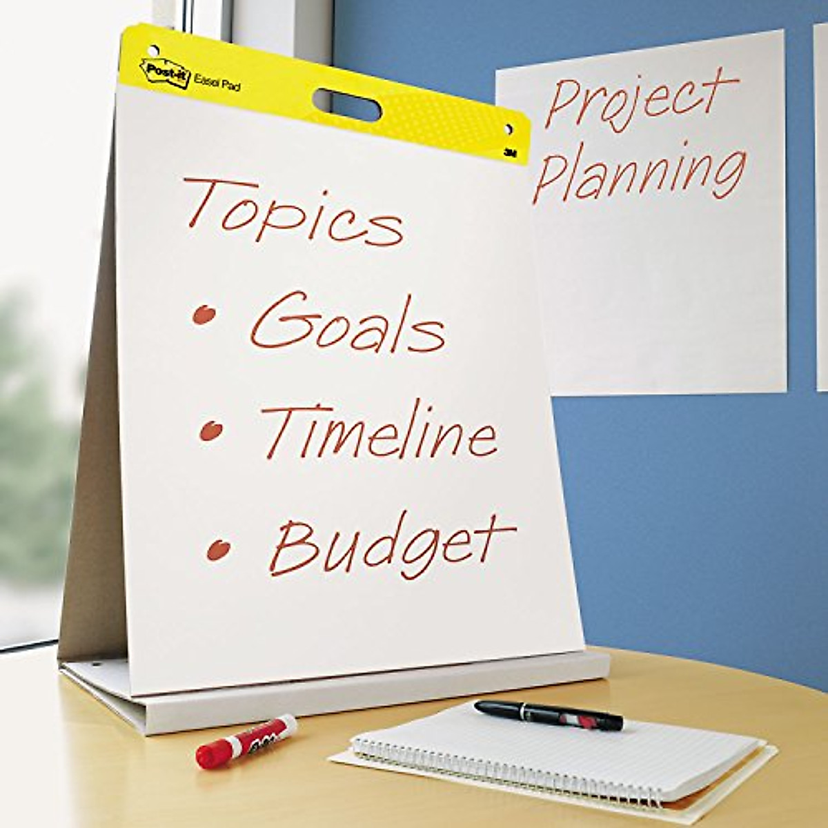 3M Post-it 563R Self Stick Tabletop Easel Unruled Pad, 20 x 23, White, 20 Sheets