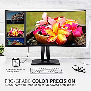 ViewSonic VP3481a 34-Inch WQHD+ Curved Ultrawide USB C Monitor with FreeSync, 100Hz, ColorPro 100% sRGB Rec 709, 14-bit 3D LUT, Eye Care, 90W USB C, HDMI, DisplayPort for Home and Office,Black