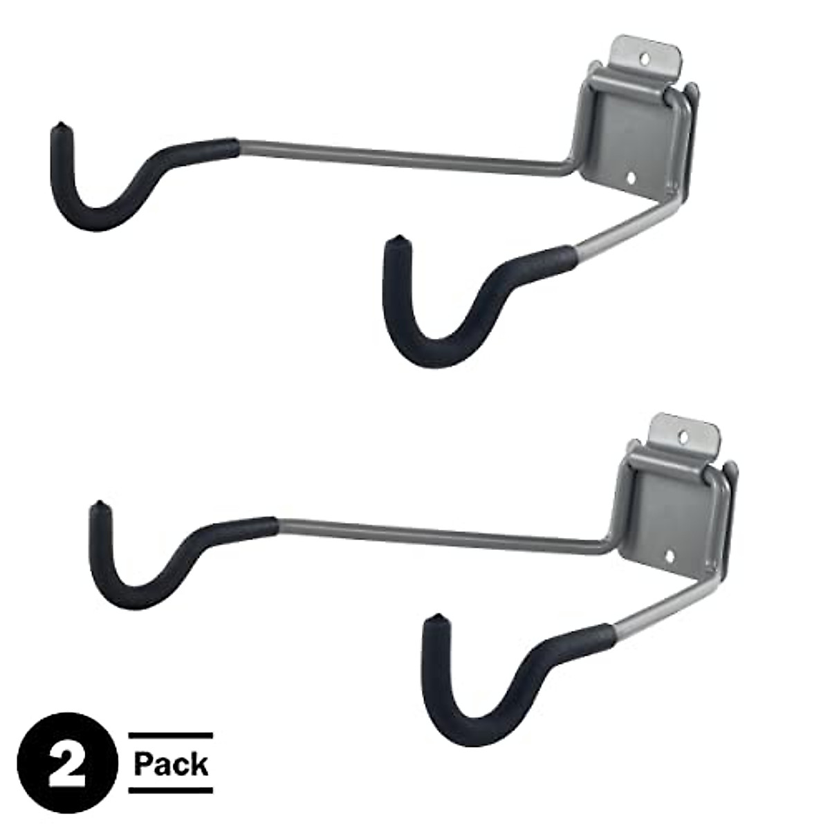 Stalwart Bike Wall Mount Set of 2 - EVA Foam Padded Bicycle Hooks - Flip-Up Garage Bicycle Rack Pair with 50lbs Capacity Each (Pack of 1)