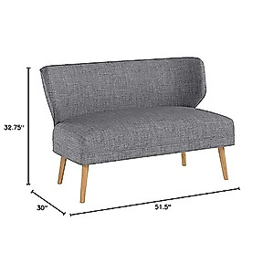 GDFStudio Christopher Knight Home Desdemona Mid-Century Modern Fabric Settee, Light Gray, Natural Finish