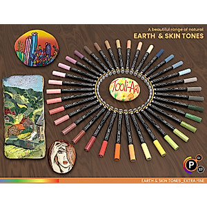 36 Acrylic Paint Pens Skin and Natural Earth Tone Marker Set For Rock Painting, Canvas, Mugs, Glass, Plastic, Wood, Metal, Fabric, Scrapbooking, Most Surfaces. Quick Drying Waterbased (EXTRA FINE)