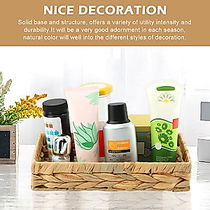 Grass Weaving Tray 25.5x15x5.5cm,Hand-Woven Storage Baskets,Rectangular Grass Storage Bins, Water Hyacinth Wicker Baskets,Woven Serving Tray for Bathroom, Bedroom, Kitchen