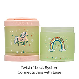 Whiskware Stackable Snack Containers for Kids and Toddlers, 3 Stackable Snack Cups for School or Travel, Unicorn