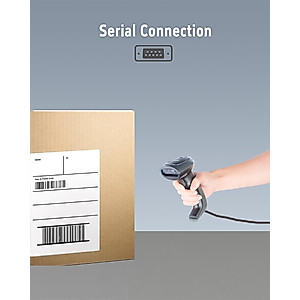 Perfiware HS1000 Barcode Scanner for Cash Register with 𝐒𝐞𝐫𝐢𝐚𝐥 𝐂𝐨𝐧𝐧𝐞𝐜𝐭𝐢𝐨𝐧, DC 2.1 or USB Cable for Power Supply,Serial Port for Data Transmission,𝐒𝐞𝐫𝐢𝐚𝐥 Barcode Scanner
