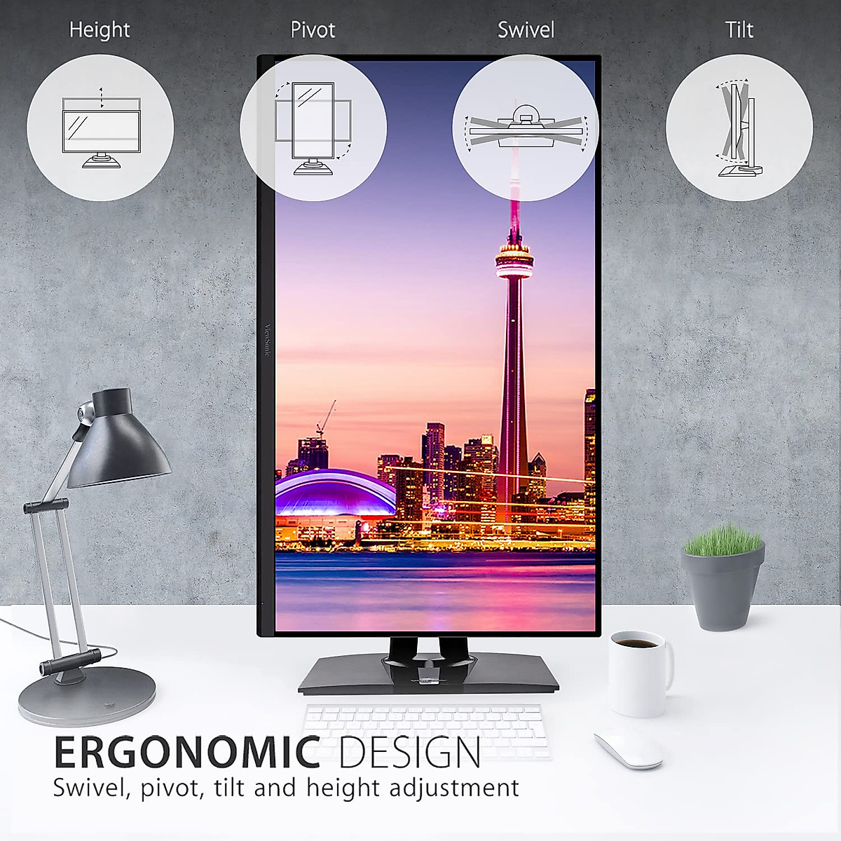 ViewSonic VP3256-4K 32 Inch 4K UHD IPS Ergonomic Monitor with Ultra-Thin Bezels, Color Accuracy, Pantone Validated, 60W USB C