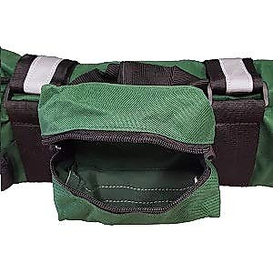 LINE2design Oxygen Cylinder Sleeve Bag - EMS First Responder Emergency Medical Oxygen Bag Portable Travel Size Cylinder Holder with Star of Life Logo - Side Pockets and Adjustable Side Straps - Green