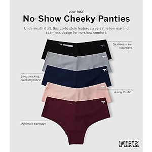 Victoria's Secret PINK Women's No Show Cheekster Underwear, Panties for Women, Neutral, (S)