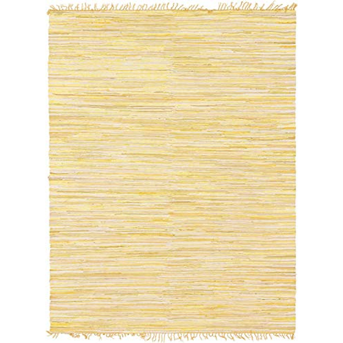 Rugs.com Chindi Cotton Collection Rug – 8' x 10' Yellow Flatweave Rug Perfect for Living Rooms, Large Dining Rooms, Open Floorplans