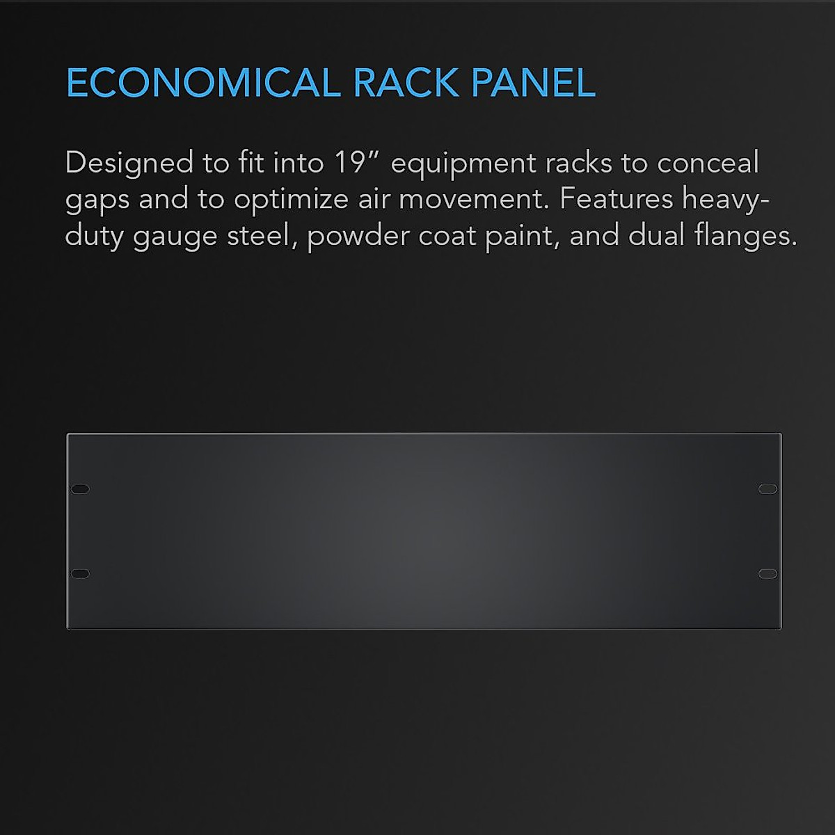 AC Infinity Rack Panel Accessory Blank 3U Space for 19" Rackmount, Heavy-Duty 3mm Gauge Steel, Black