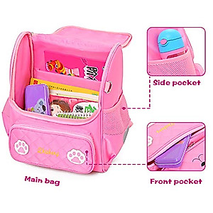 Proboths Cute Cat Face Girl's Bowknot School Backpack Kid's Bookbag Gift for Elementary Primary Student Pink