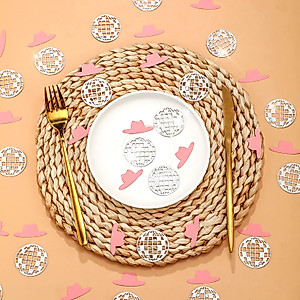 Sherr 400 Pcs Wedding Table Confetti Wedding Hat Confetti 70s 80s Disco Ball Cowgirl Party Decorations Engagement Party Supplies Girls Night Birthday Favors for Western Cowboy (Classic Style)