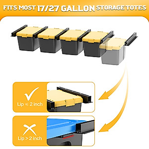 WALMANN Overhead Tote Storage Rail System, Heavy Duty Garage 16" Joists Ceiling Bin Storage Rack Adjustable Tote Slide Garage Storage System(for 5 Bins, Bins Are Not Included)