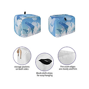 2 Slice Toaster Cover, Bread Machine Cover Summer Blue Sky and Sea Whales with Ocean Waves Kitchen Appliance Dust Cover with Top Handle Fingerprint Protection Lightweight Kitchen Toaster Cover