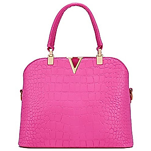 SHUIANGRAN Hot Pink Satchels for Women Womens Purses and Handbags Ladies PU Leather Top Handle Shoulder Tote Bags